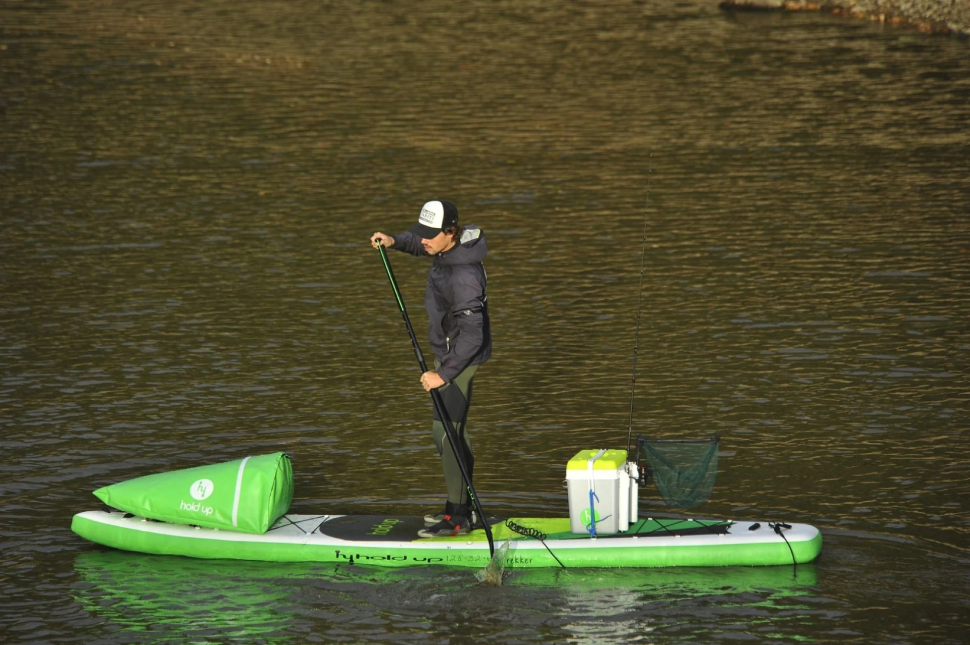 Paddle farther with inflatable-paddleboard tent and dual-blade paddle