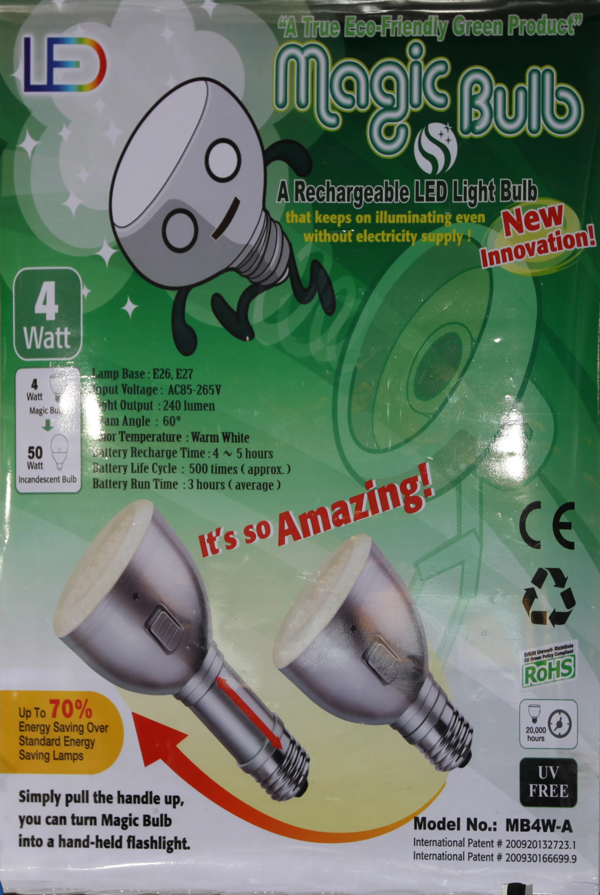 The rechargeable LED lightglobe