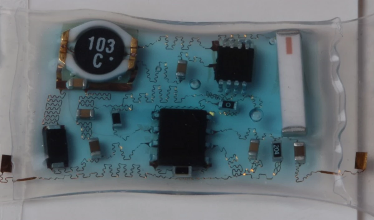 Stretchy, health monitoring skin patch uses off-the-shelf components