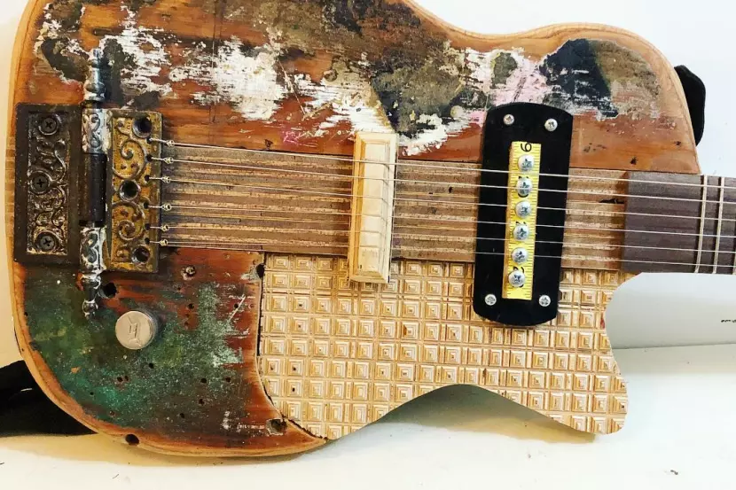 Maker builds funky junk guitar from reclaimed ply