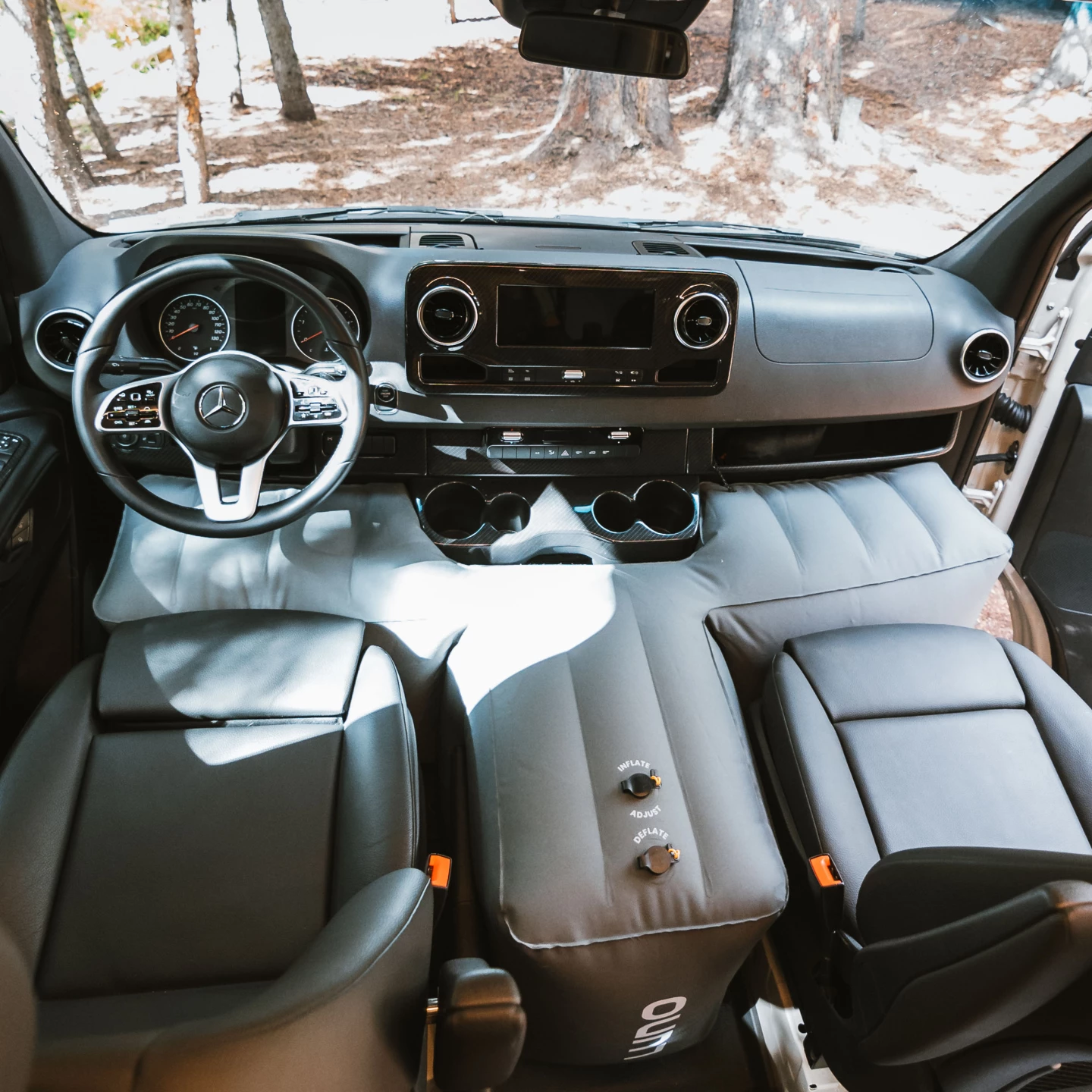 Luno front-cab inflatable mattress gives camper vans an extra bed