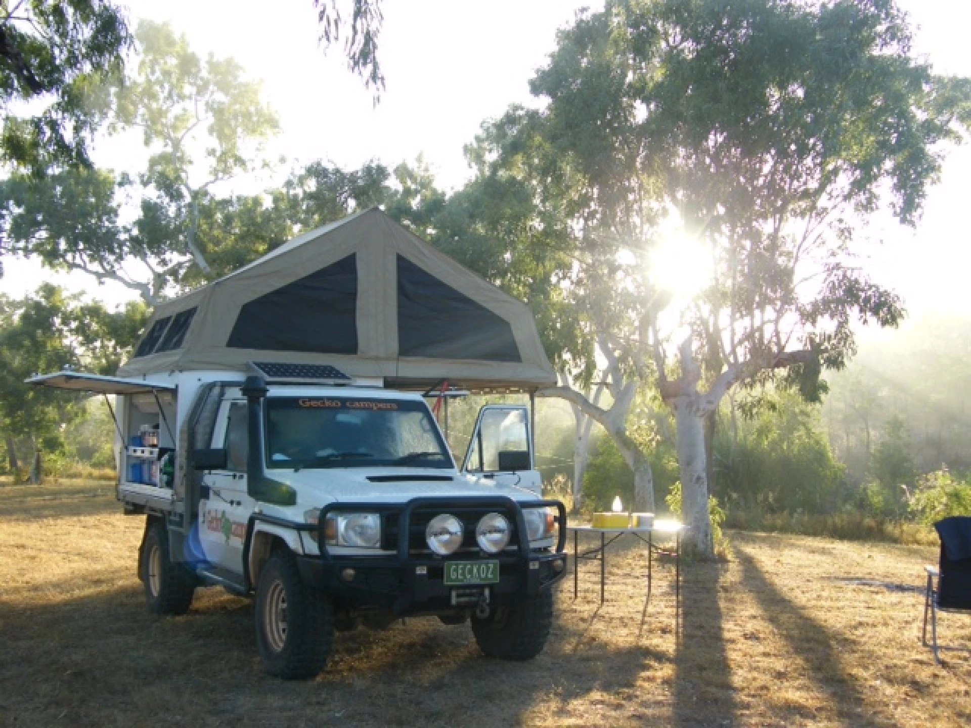 Gecko camper flips and folds to make your truck home