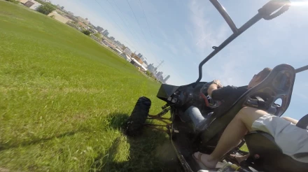 SkyRunner MK 3.2 flying buggy launches in the sky and dirt