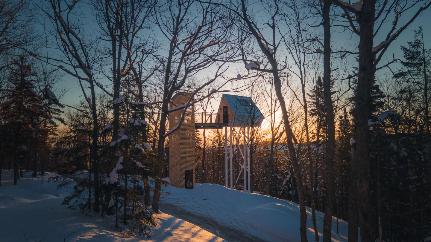 Cabin on stilts offers tiny living space and big views