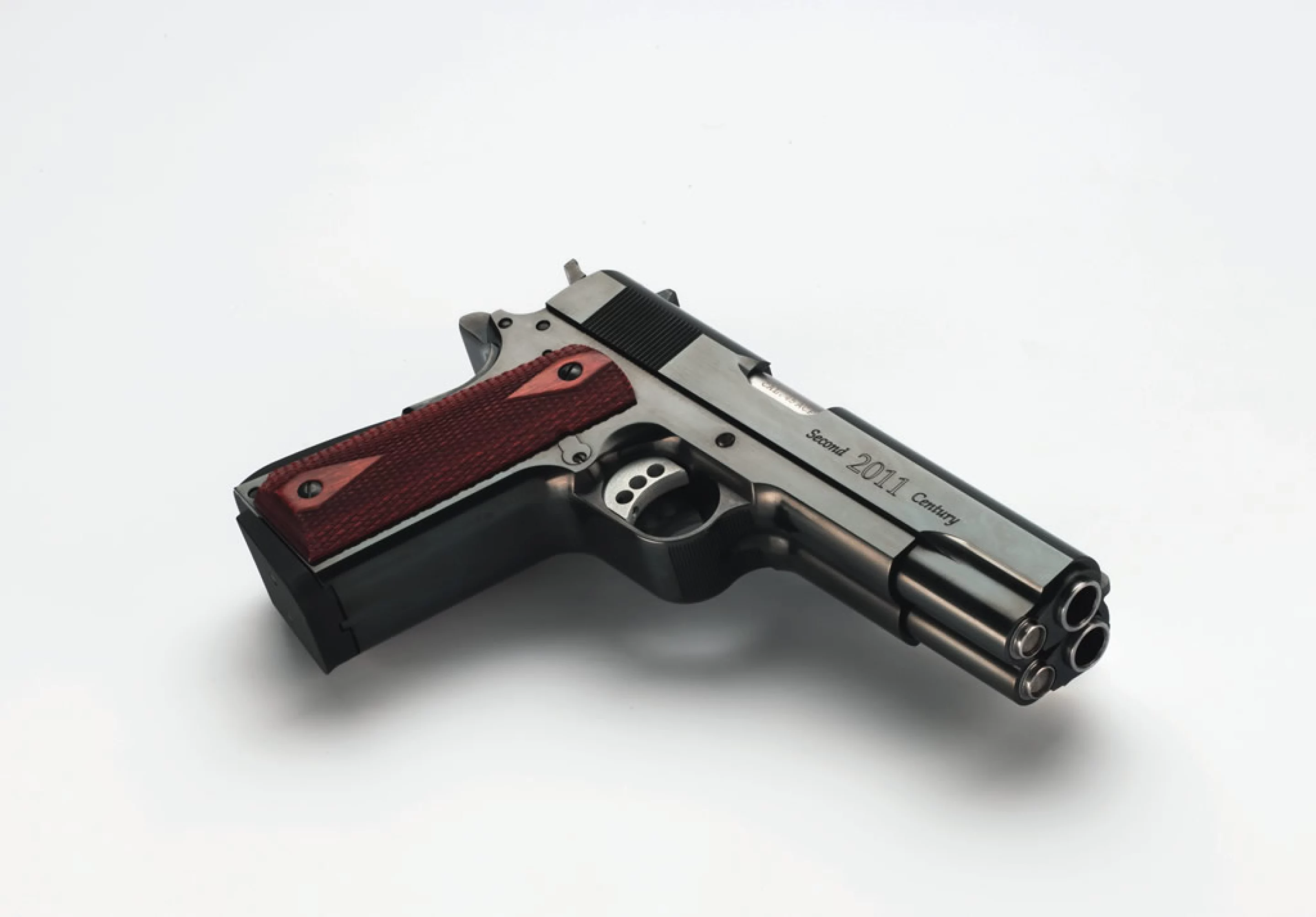 Arsenal Firearms' Double Barrel Pistol shoots two bullets at once