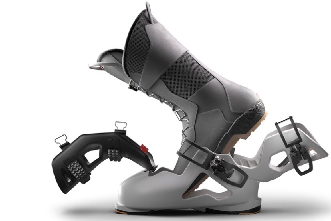 Two-part ski boots designed for easier walking
