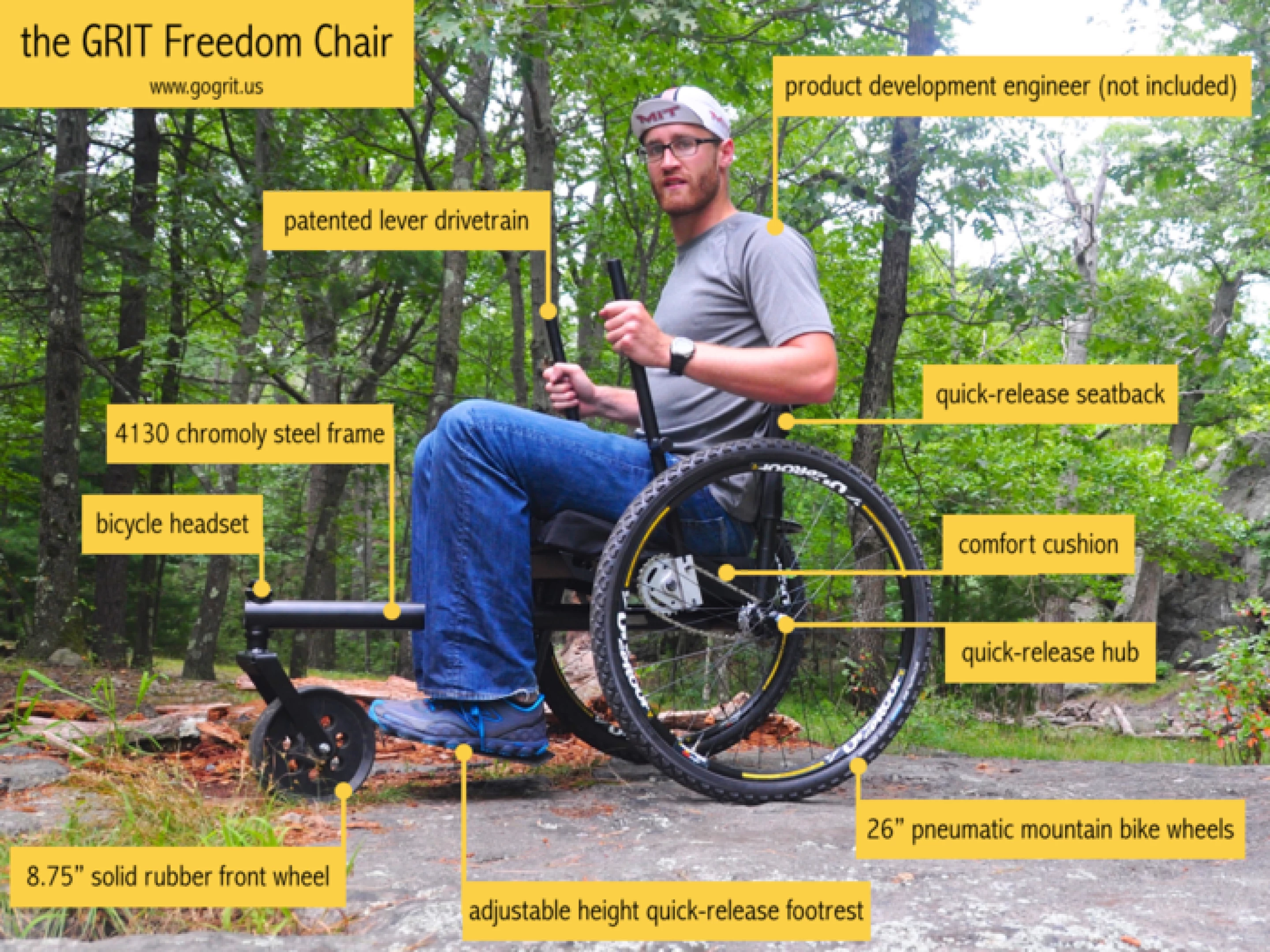 The GRIT Freedom Chair takes the wheelchair mountain biking
