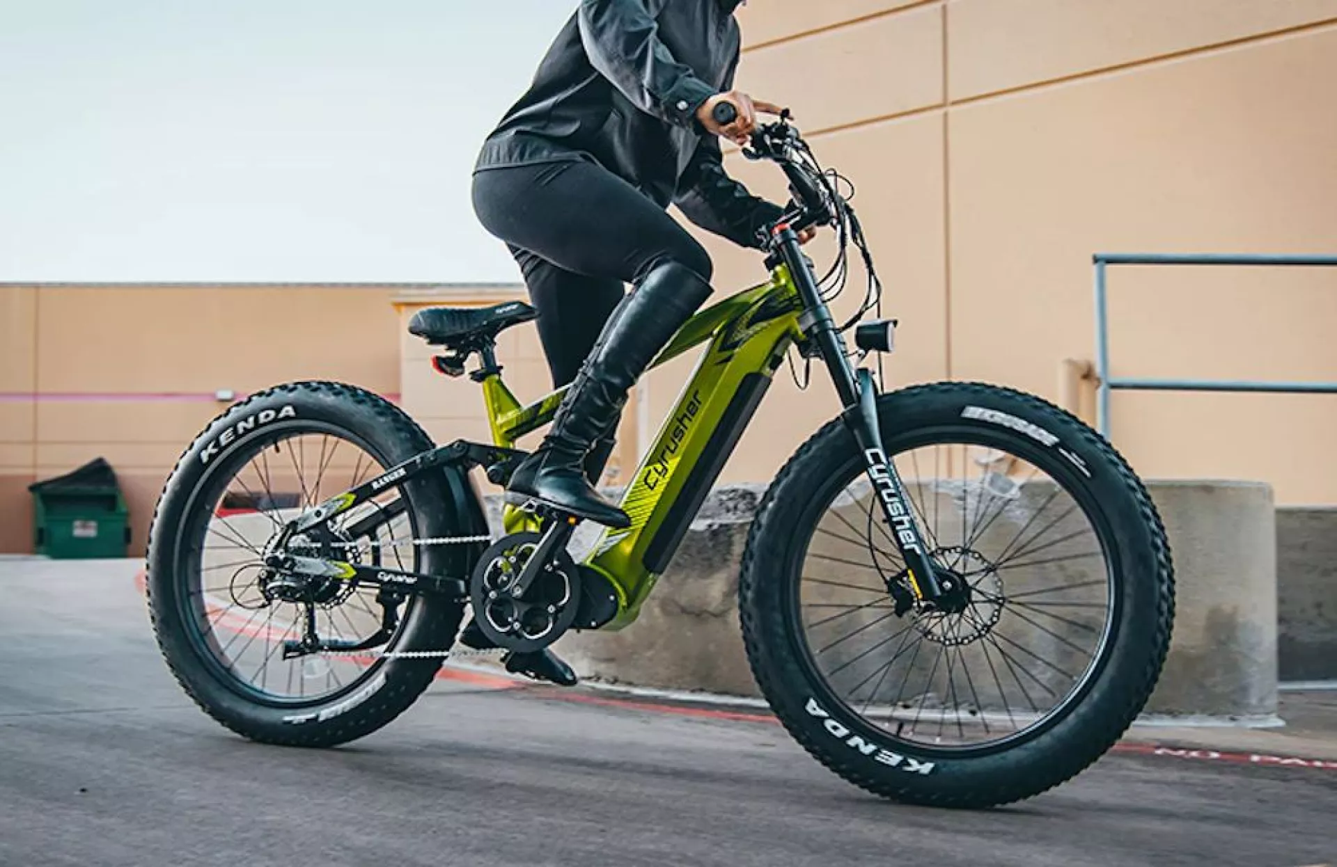 Full-suspension fat-tire ebike built for city streets and dusty trails