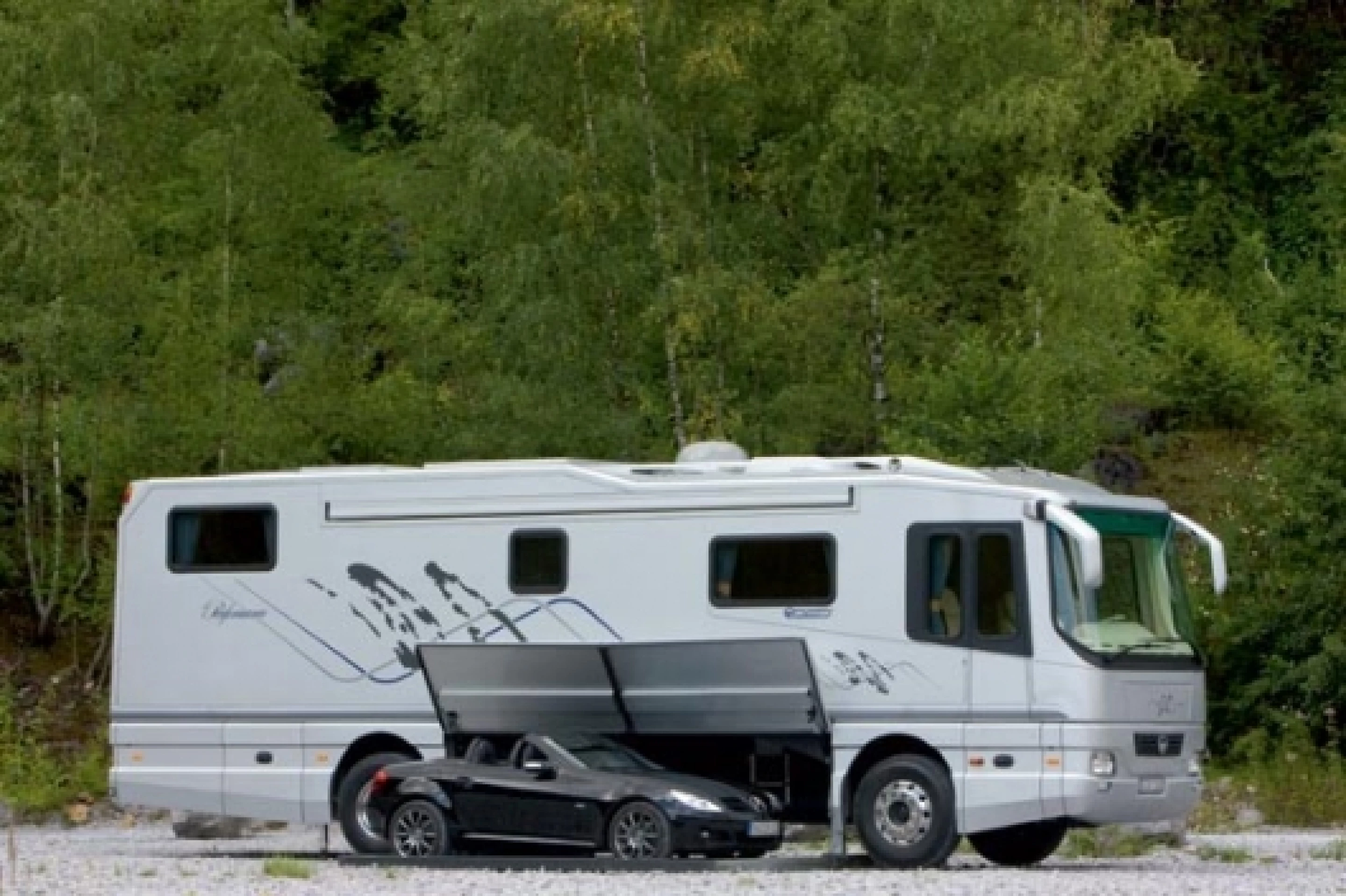 The Volkner car-swallowing ultra-luxury motorhome