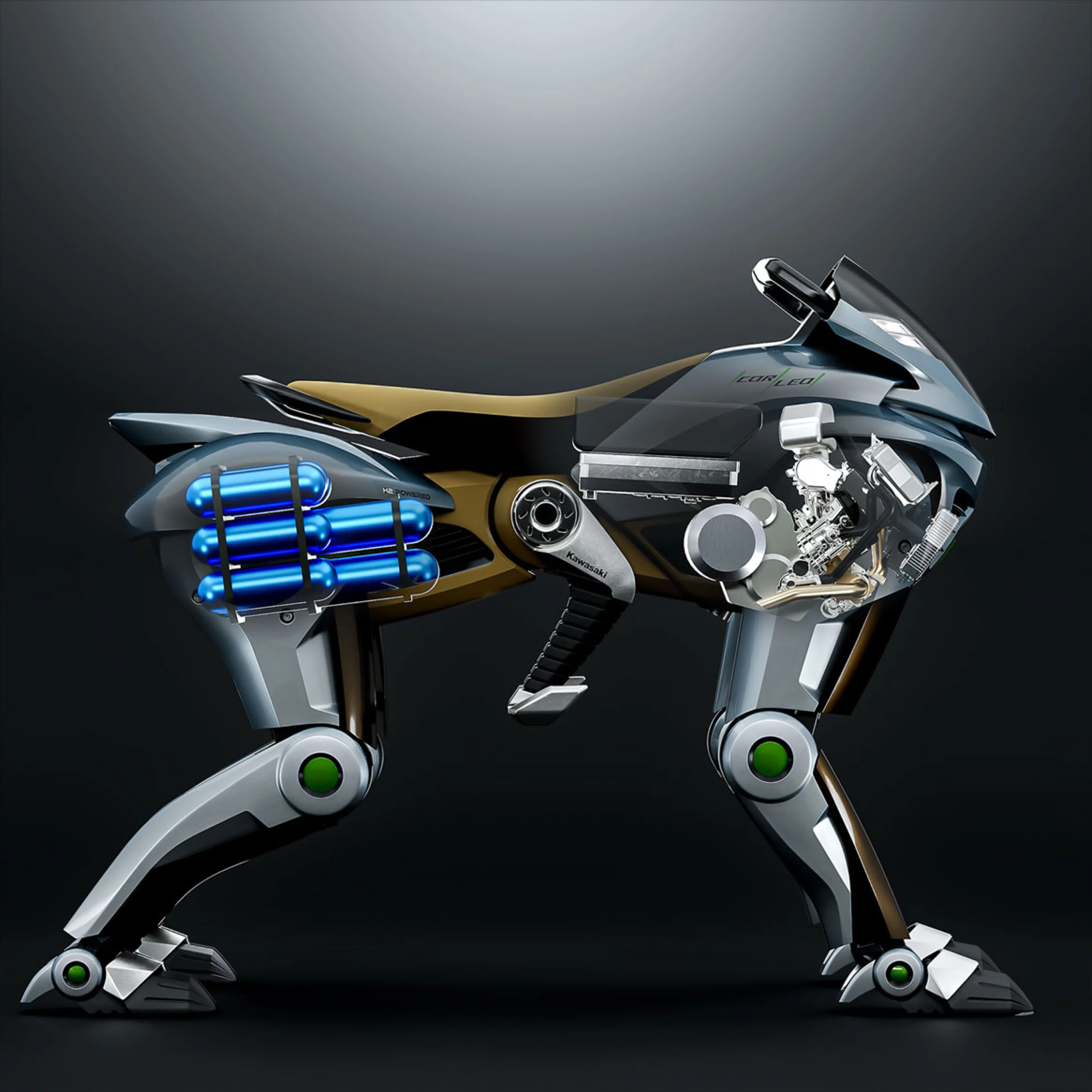 Kawasaki unveils corleo, a hydrogen powered robot horse concept
