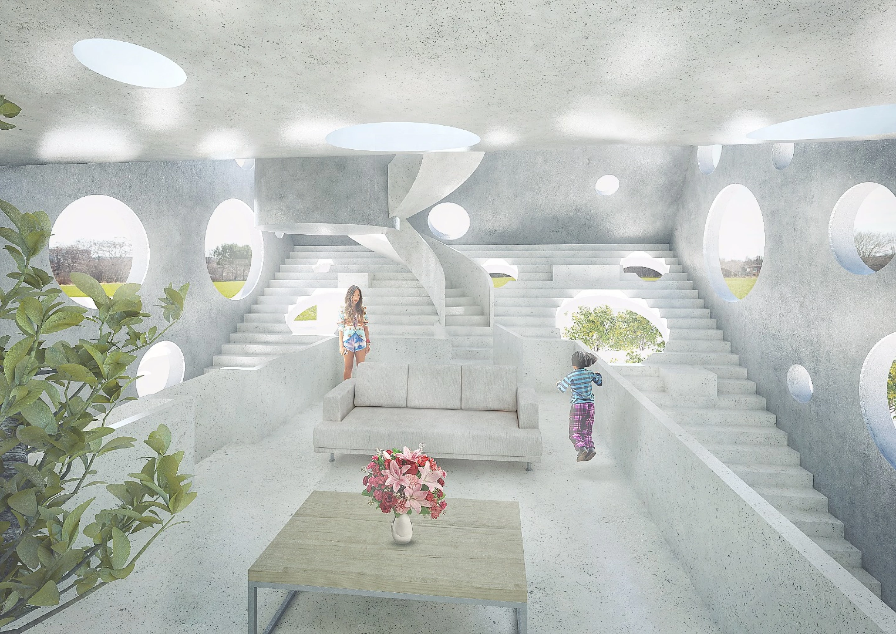 Y-shaped home holds a pool in its arms
