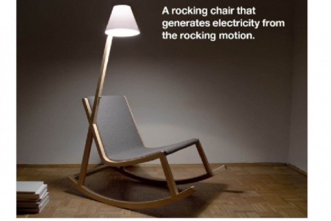 Energy generating Murakami rocking chair powers its own light source