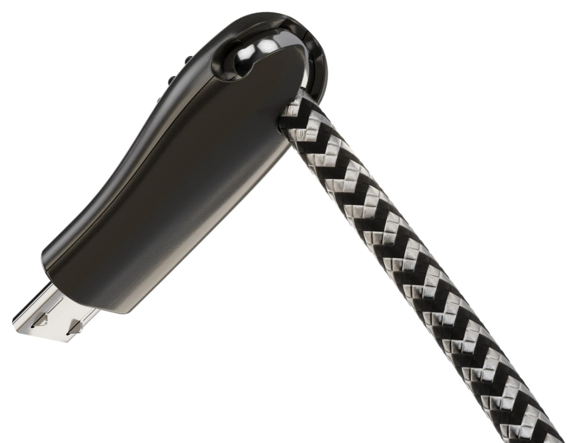 Rotating charger cable stays flexible to avoid the fray