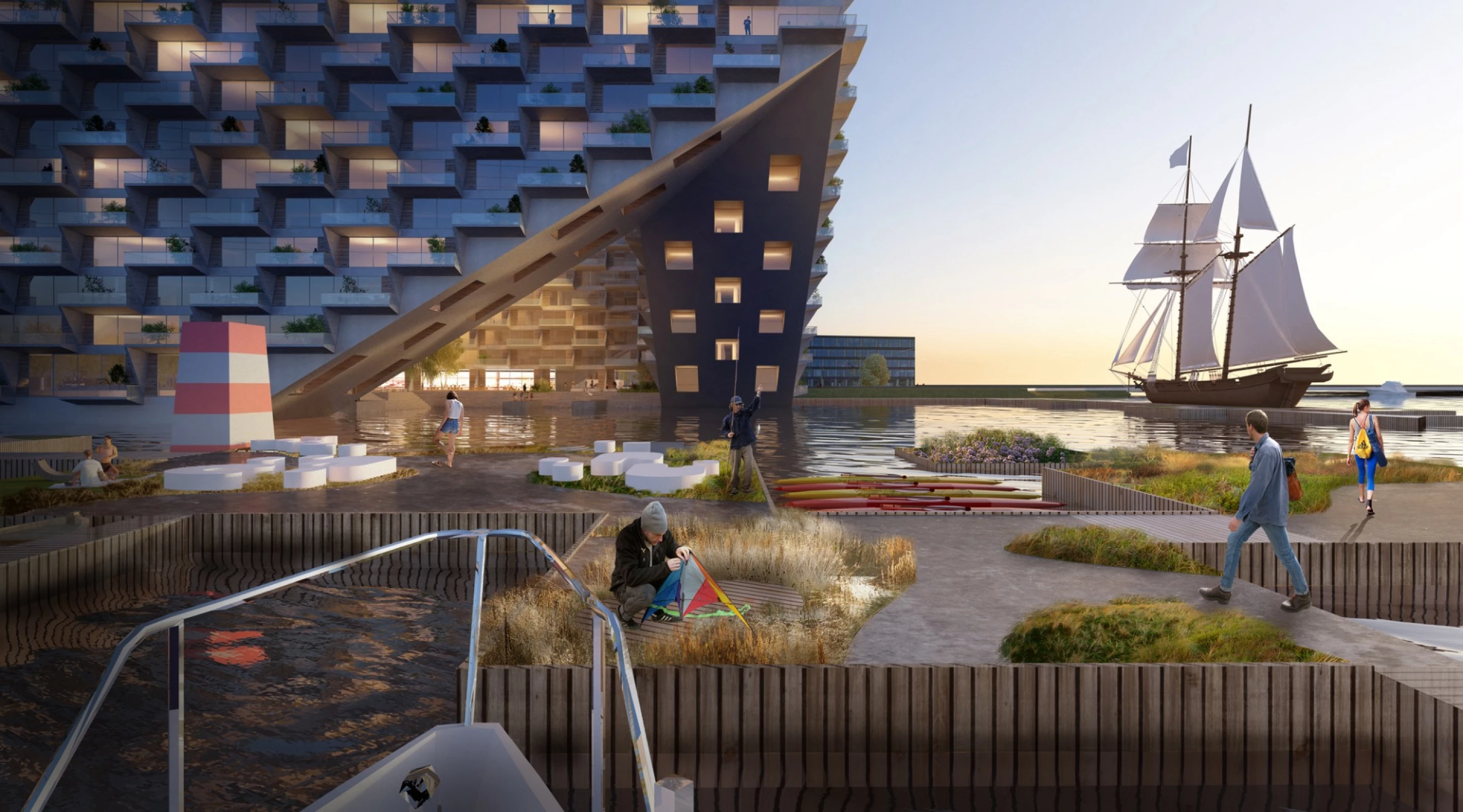 Sustainable city block offers life on the lake in Amsterdam