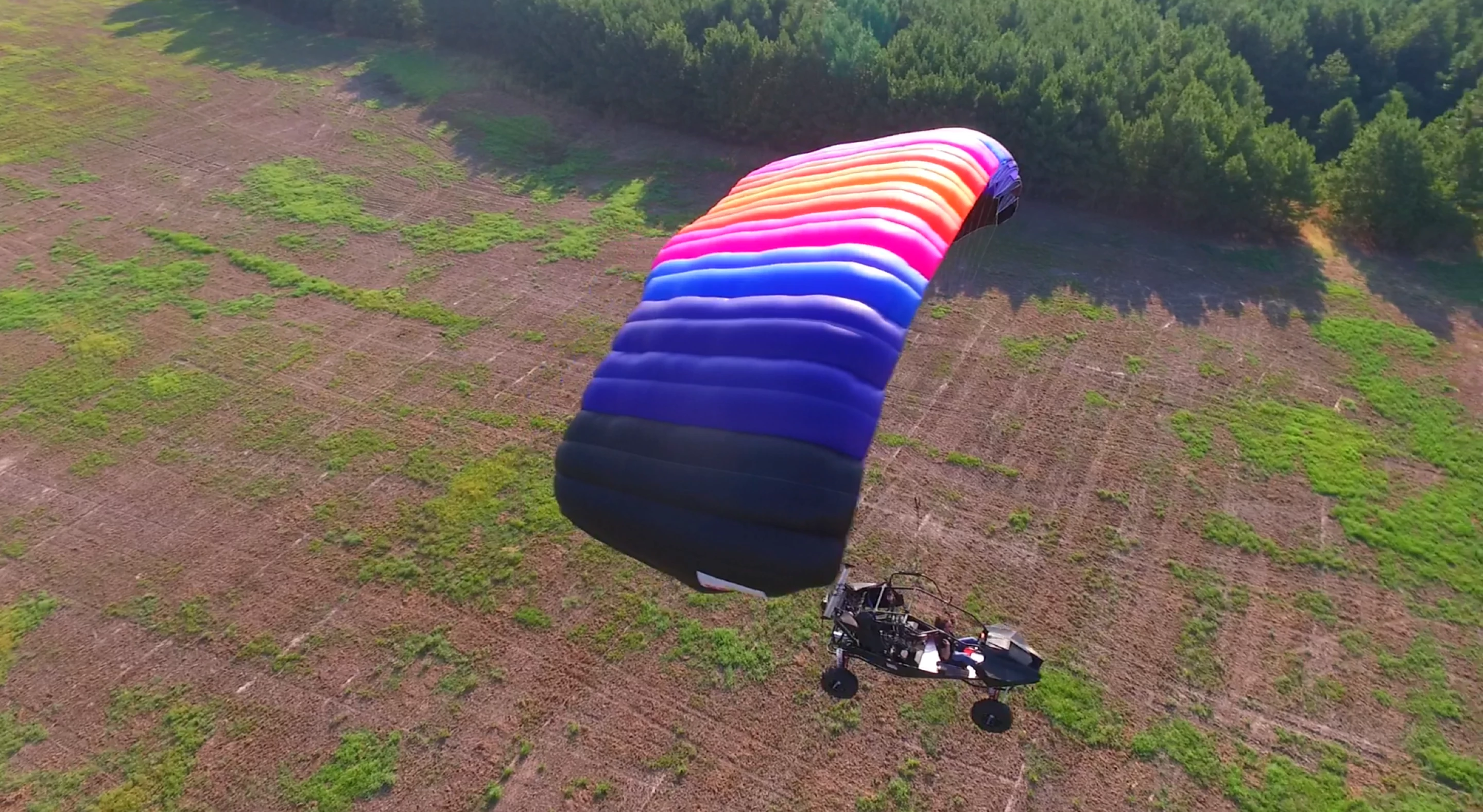 SkyRunner MK 3.2 flying buggy launches in the sky and dirt