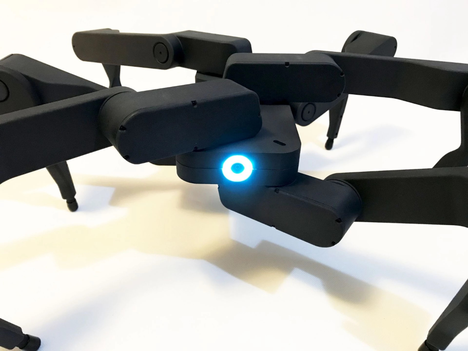 Hexapod robot folds for transit, walks out for missions, dances for fun