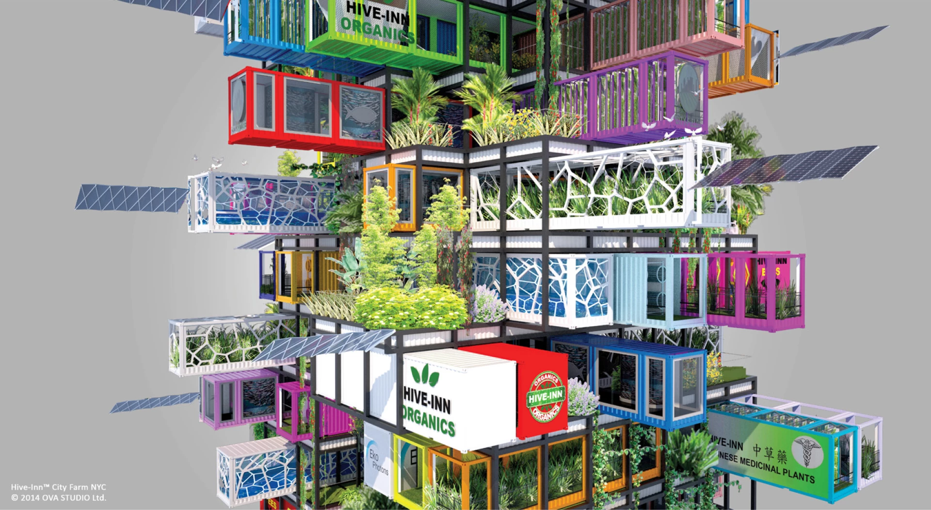 Inner city vertical farm concept designed using shipping containers