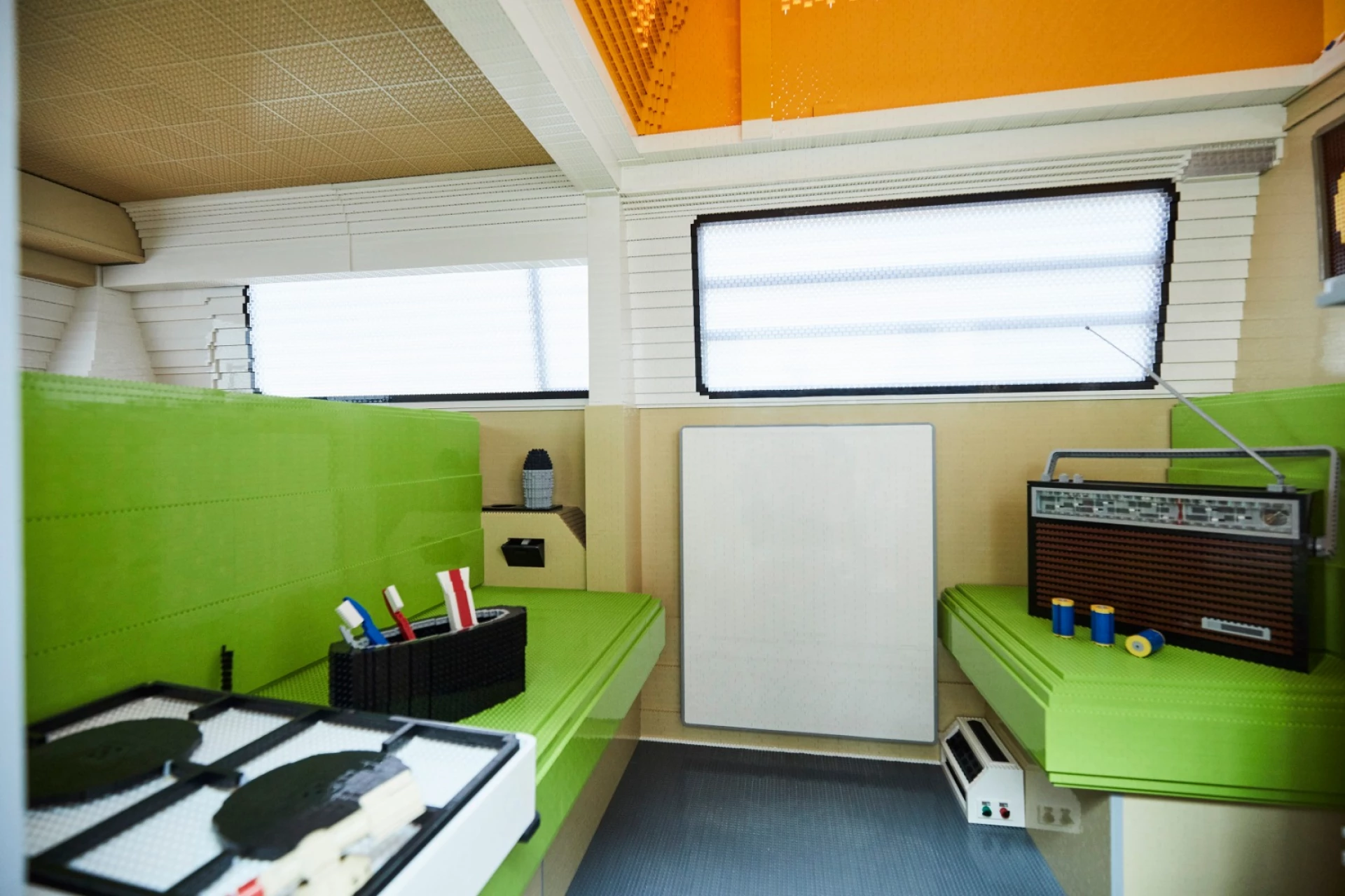 Classic Volkswagen Bulli pop-top camper van built up to life size from ...