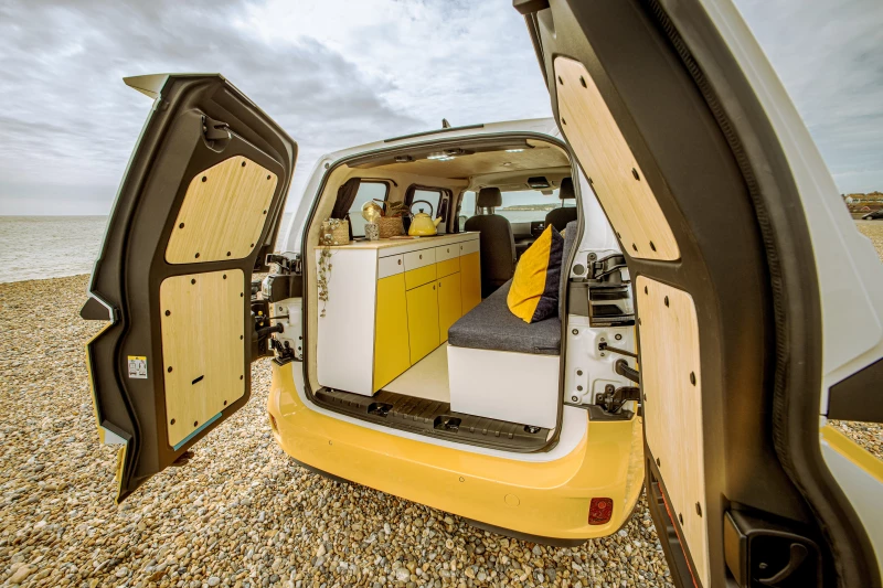 VW ID. Buzz electric camper bus bursts with color and sustainability