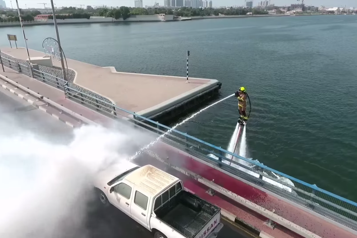 Waterjet-propelled hoverboards elevate Dubai firefighters