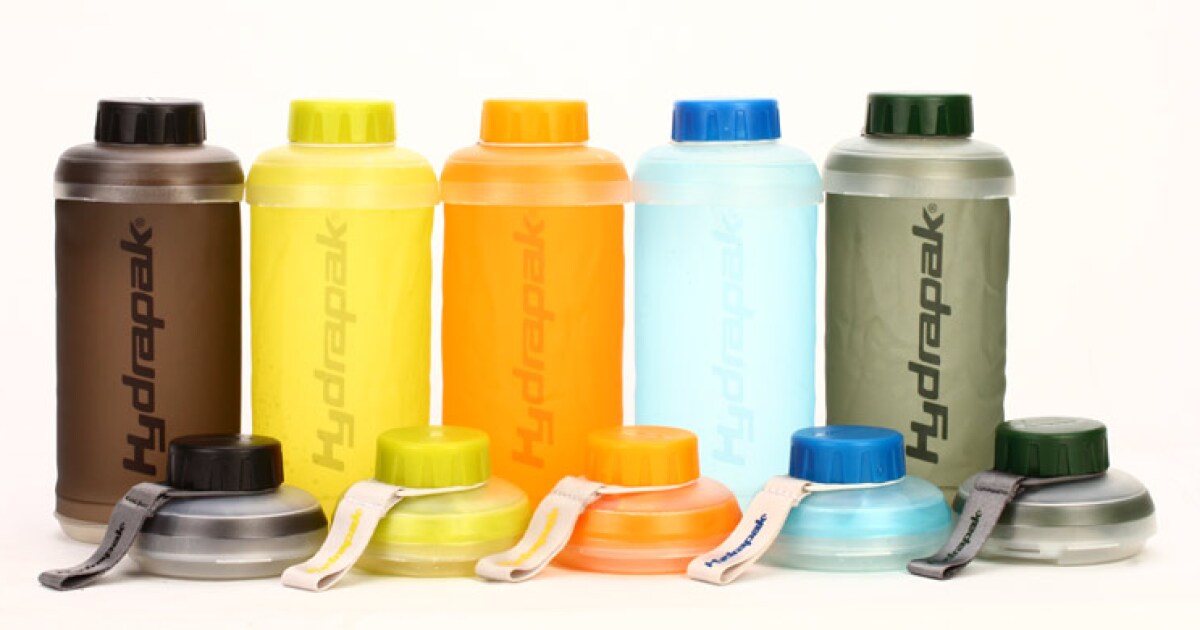Hydrapak Stash collapsible water bottle stands up and packs into a ...