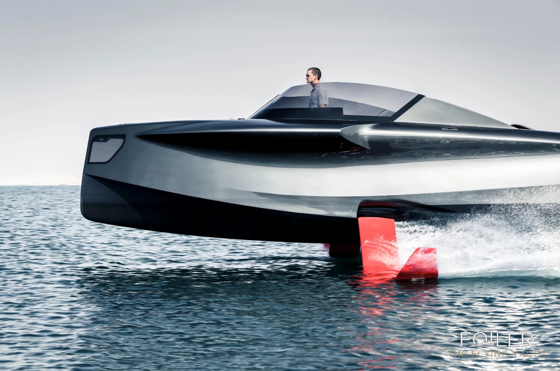 Foiler "flying yacht" is a sleek, hybrid-powered hydrofoil