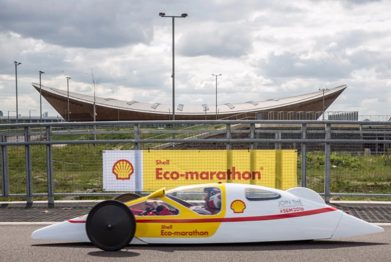 Behind the wheel of a super-efficient Shell Eco-marathon car