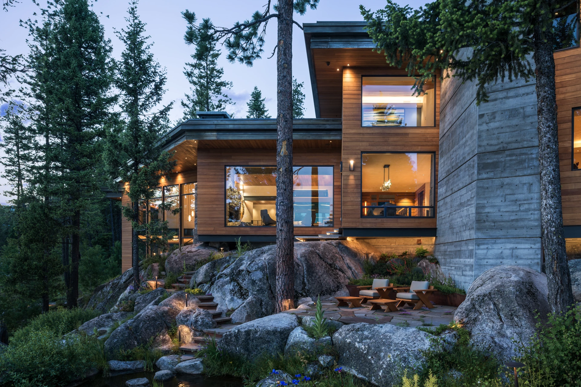 Magnificent lakeside Cliff House is cavernous inside and out