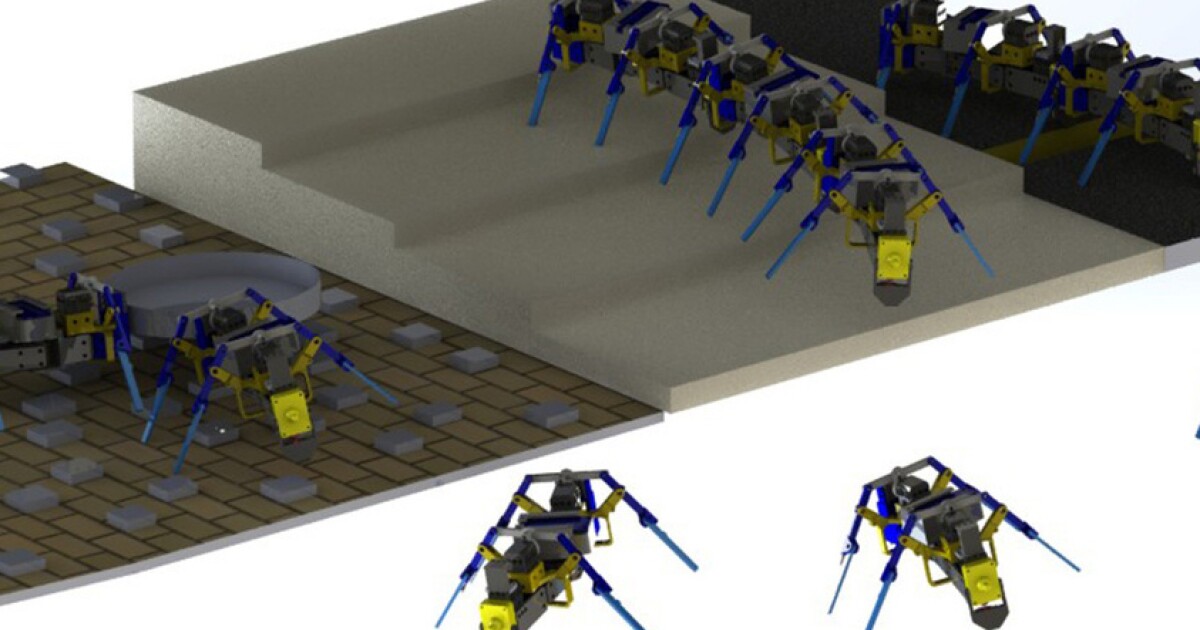 Ant-inspired quadruped robots link together to overcome obstacles