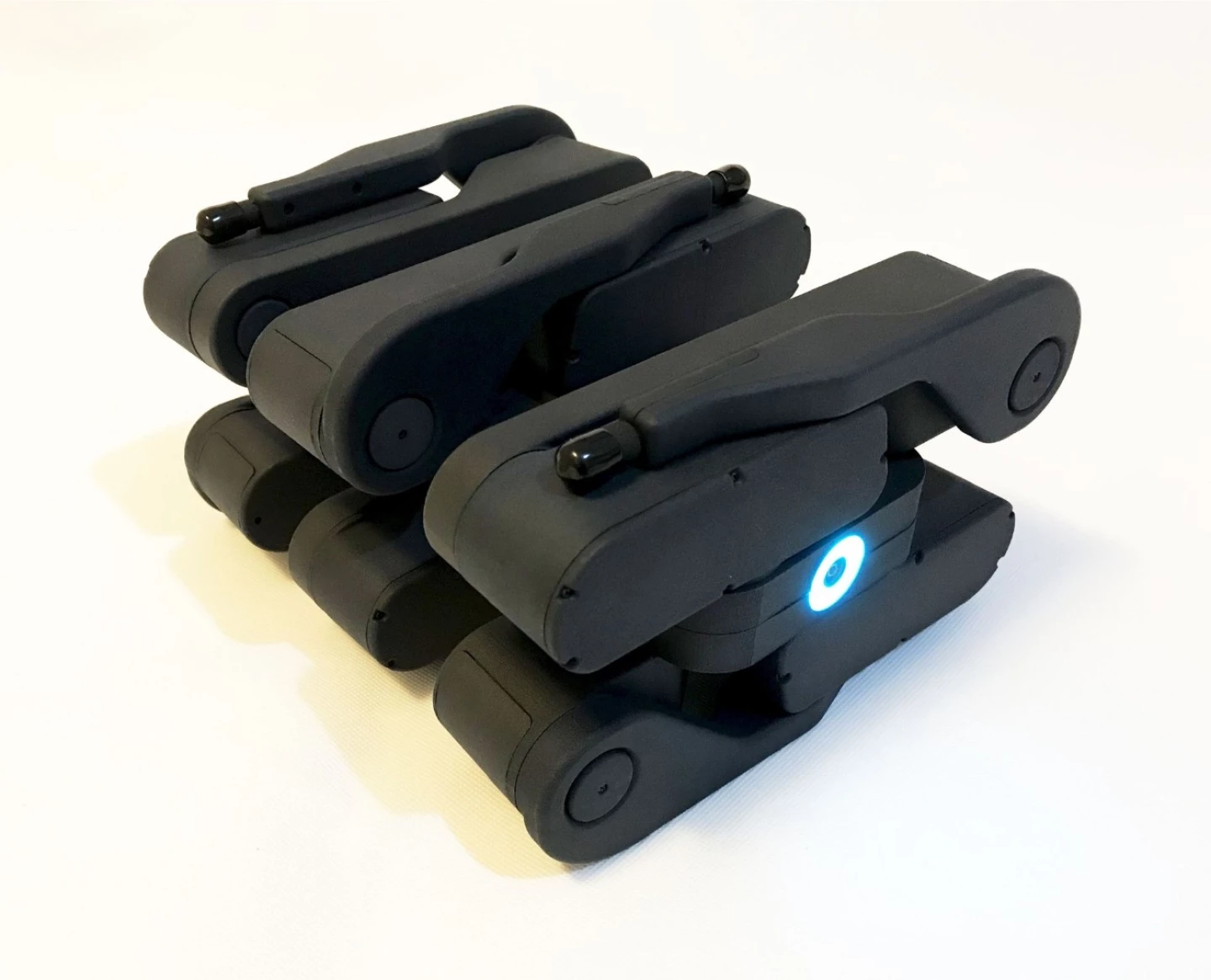 Hexapod robot folds for transit, walks out for missions, dances for fun