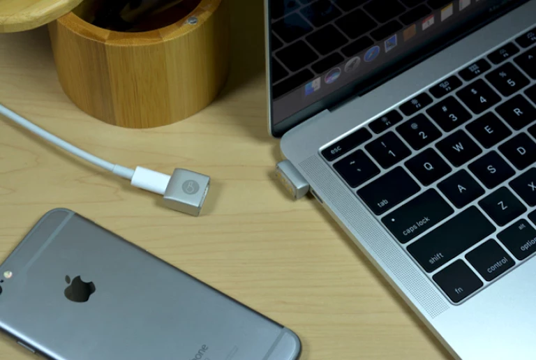 Magnetic USB-C adapter provides power, data and video