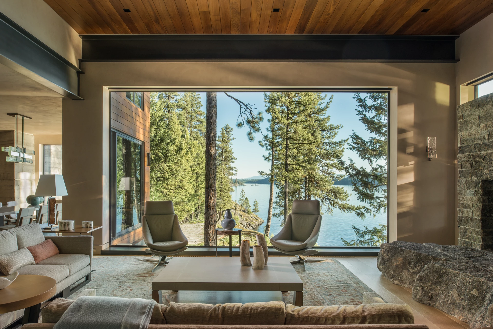 Magnificent lakeside Cliff House is cavernous inside and out