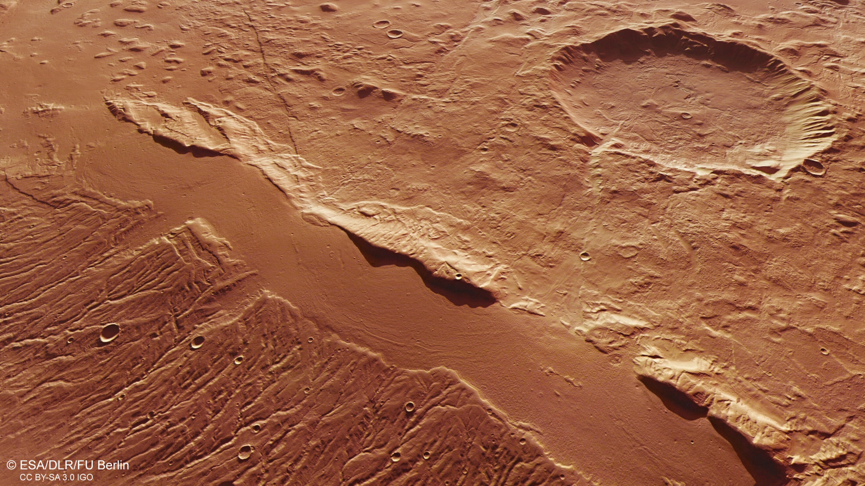 Mars Express captures rare "upside down" image of the Red Planet