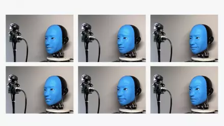EVA robot identifies and copies people's facial expressions