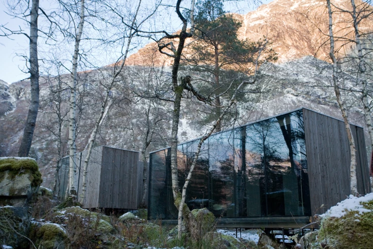 Juvet is a striking "Landscape Hotel" in the Norwegian wilderness