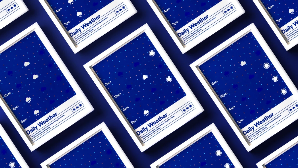 Paper poster changes color to provide weather forecasts