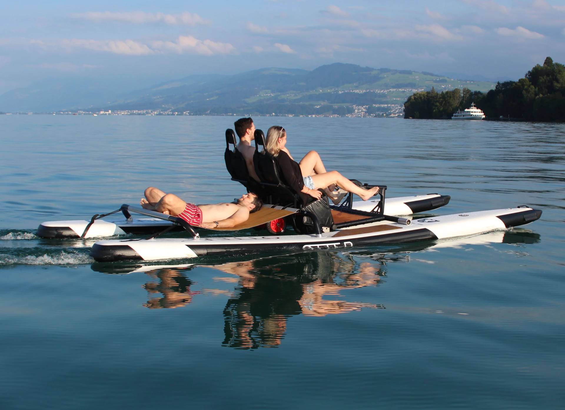 Pedal-by-wire boat is an aquatic ebike built for two