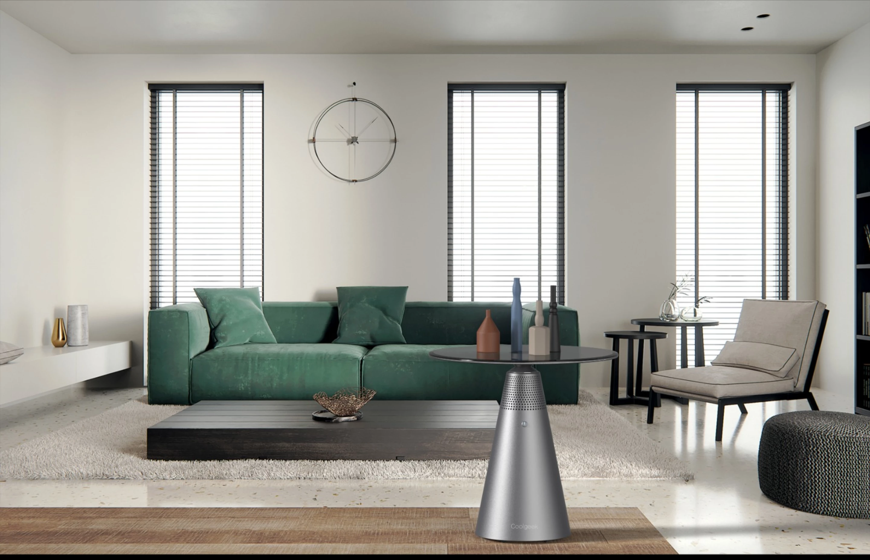 Bluetooth speaker topped with glass makes a surround sound coffee table