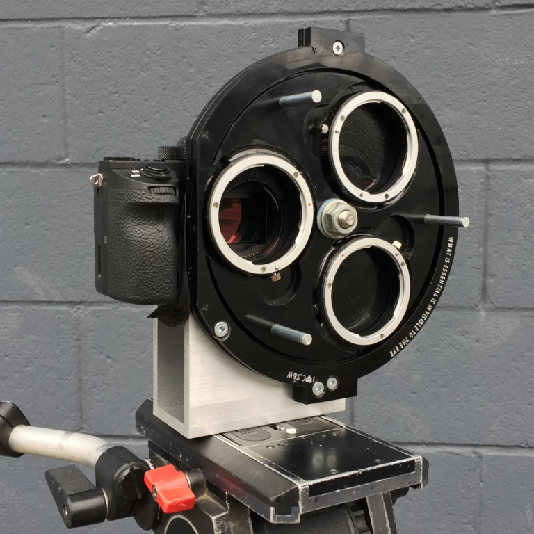 Rotating mount allows for quick lens changes during filming