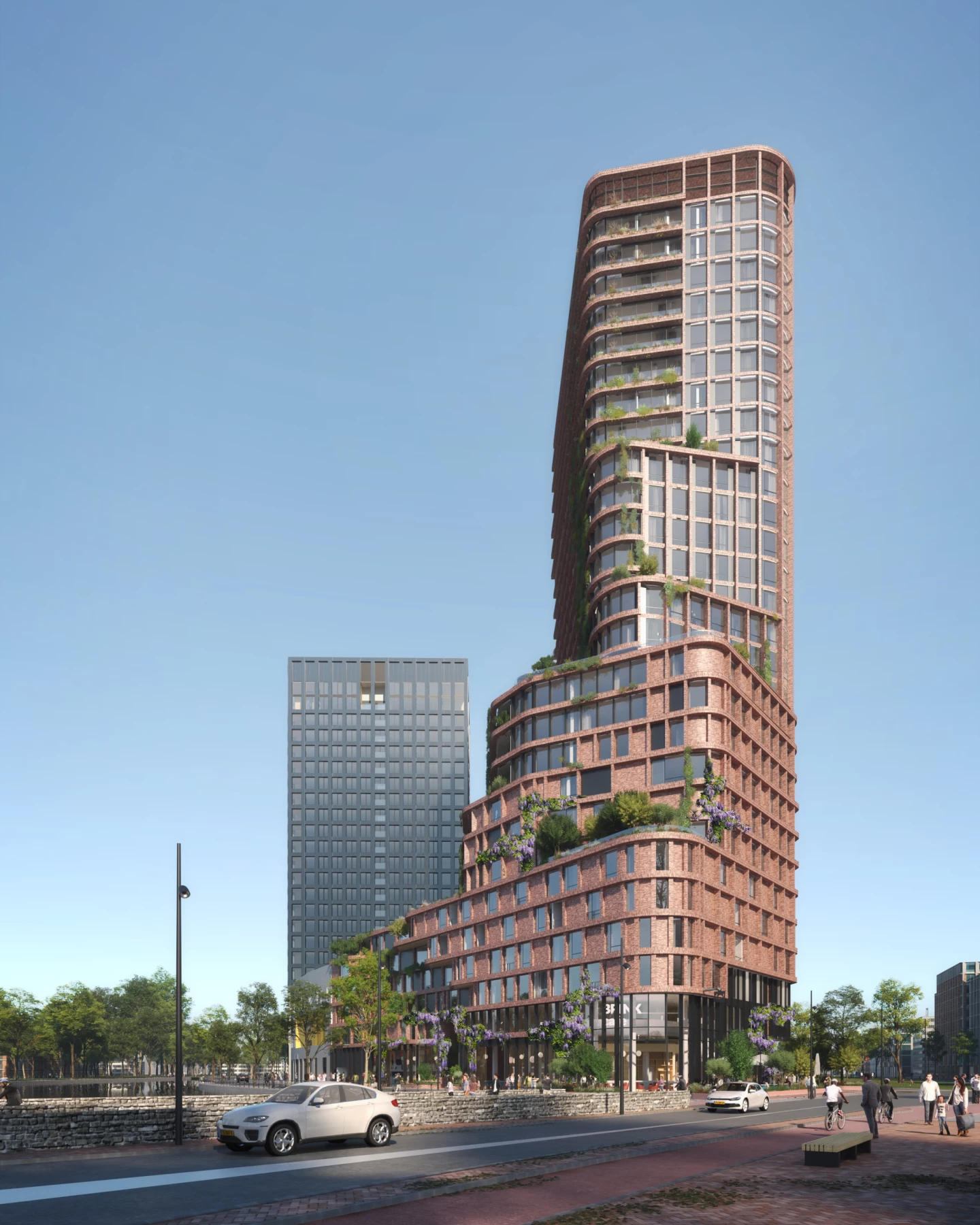 Mecanoo's brick tower will make use of rain and sunlight