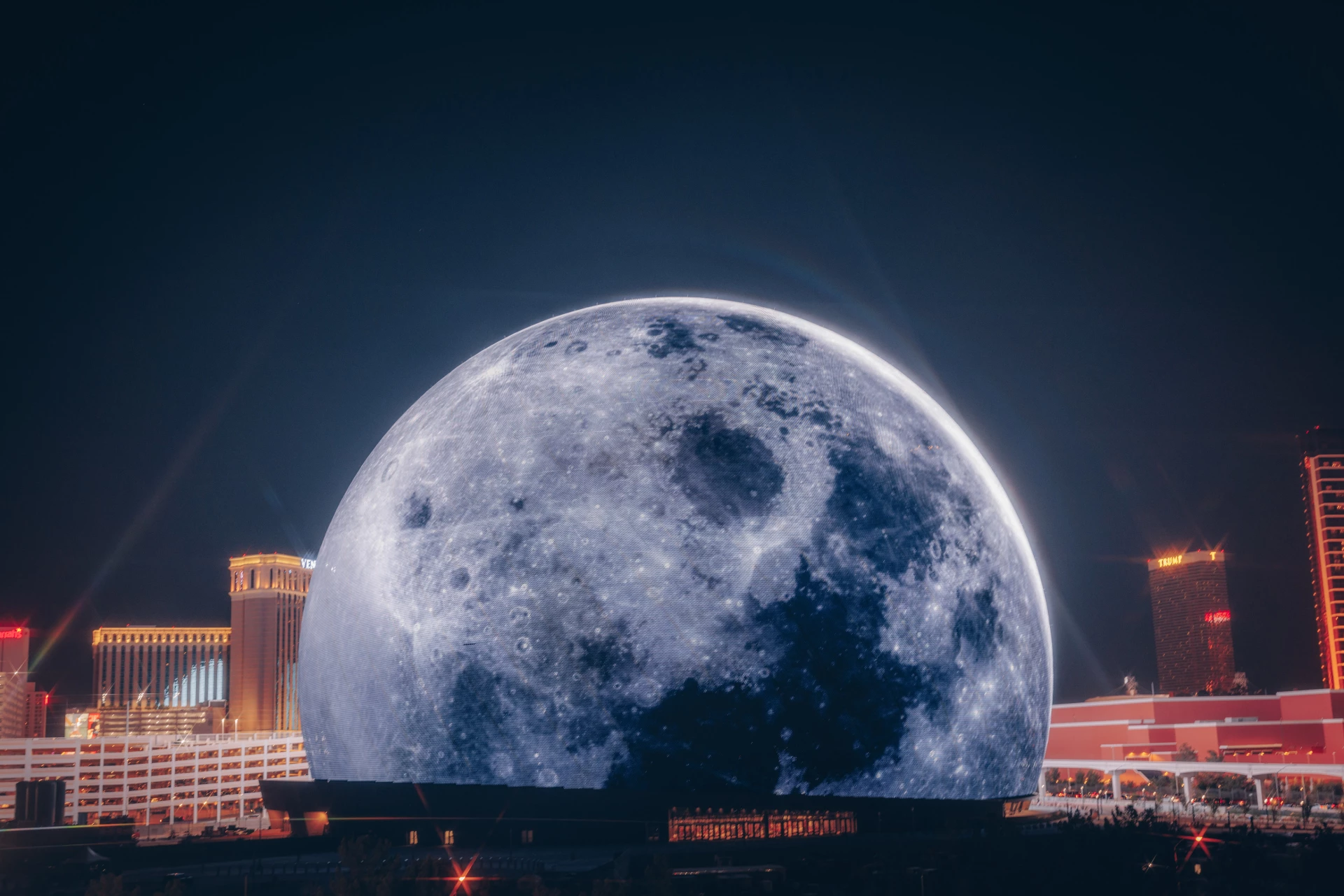 World's largest spherical building says hello with dazzling LED display