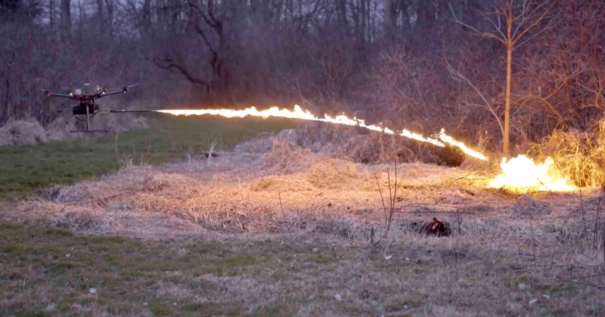 Drone flamethrower spits out a 25-foot-long, targeted stream of fire