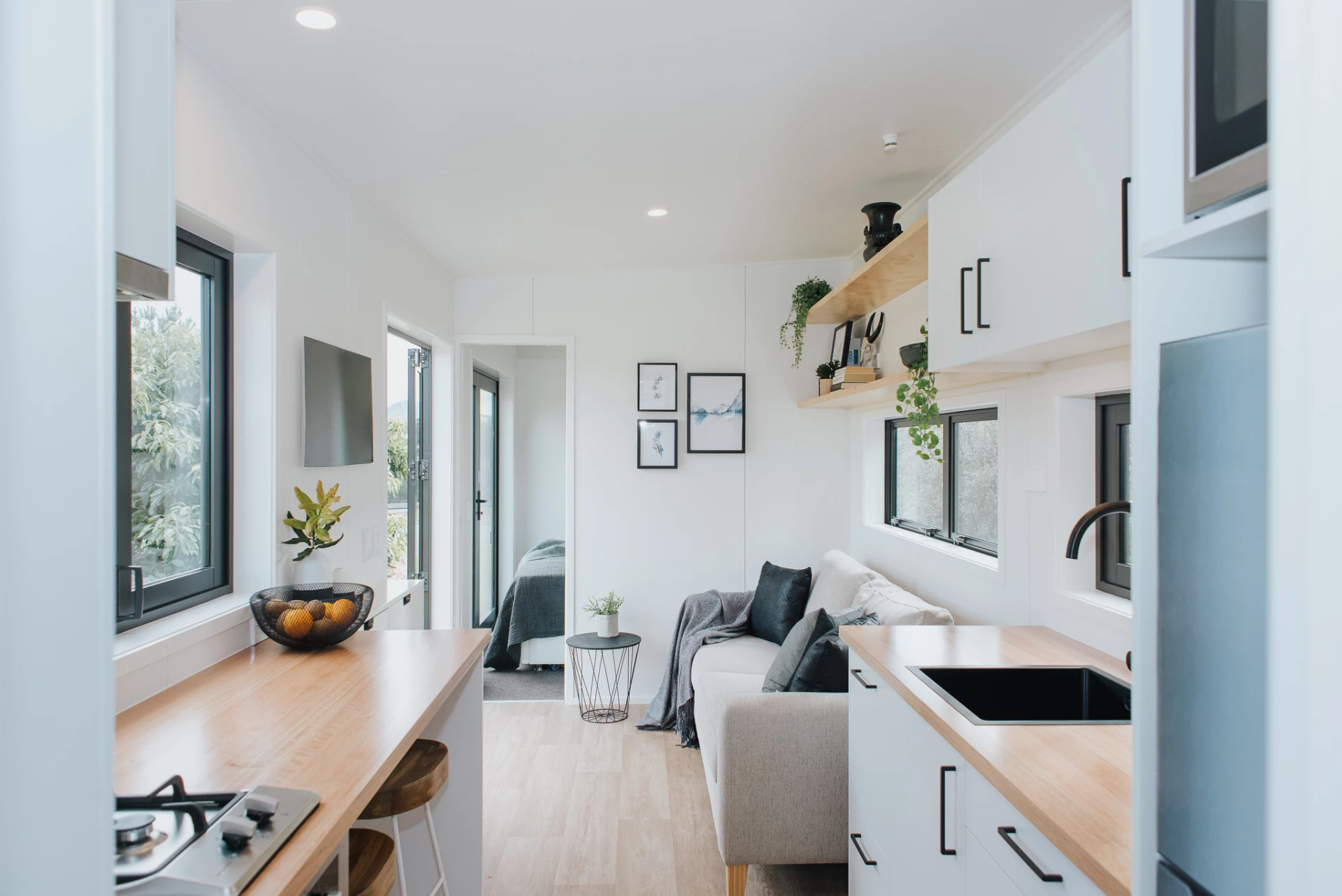 Tiny house saves tired knees and sore backs with single-level layout