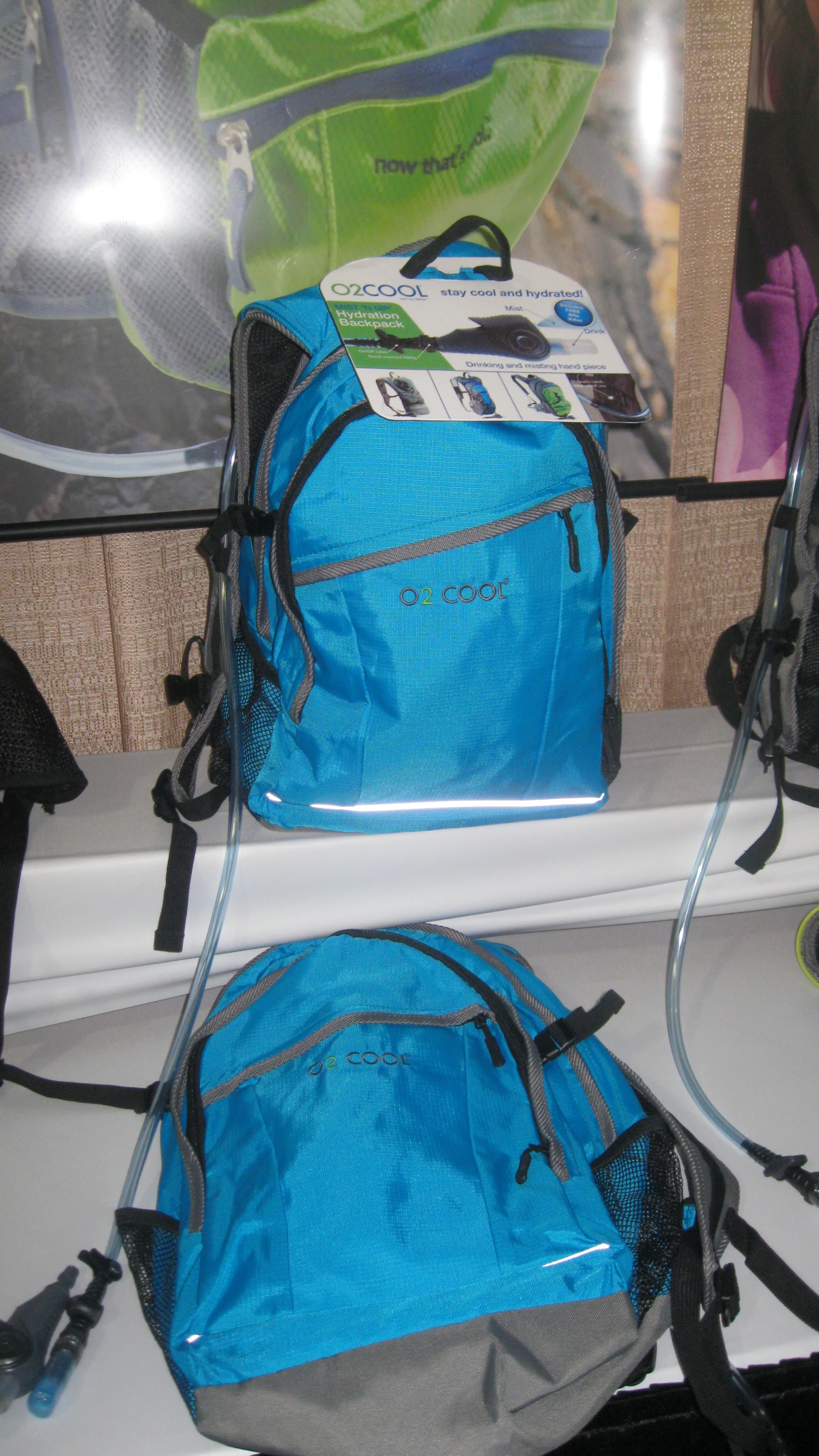 O2 Cool hydration backpacks offer both sipping and cooling mist