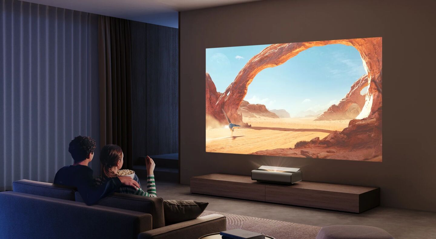 4K UST laser projector snuggles close to the wall for 150-inch movies