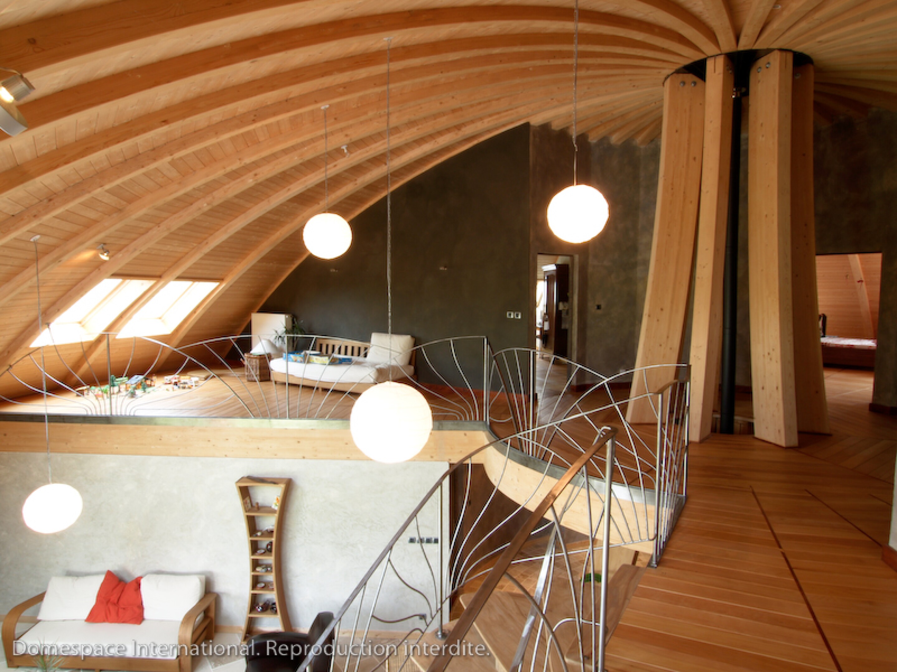 The UFO-like Domespace rotating wooden house