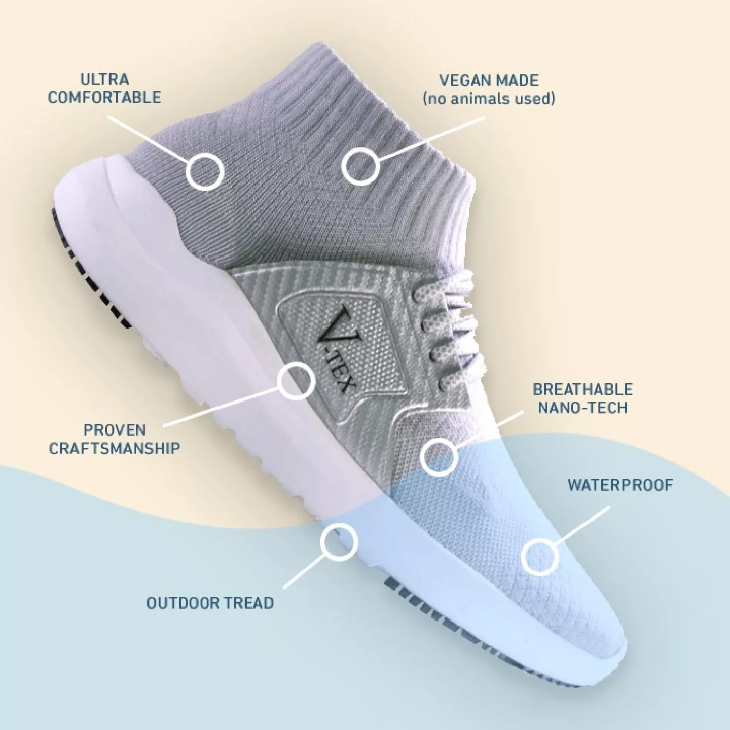 V-TEX shoes combine lightweight comfort with complete waterproof protection
