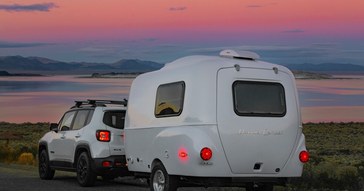 Happier Camper slides bathroom into its Lego-like small travel trailer