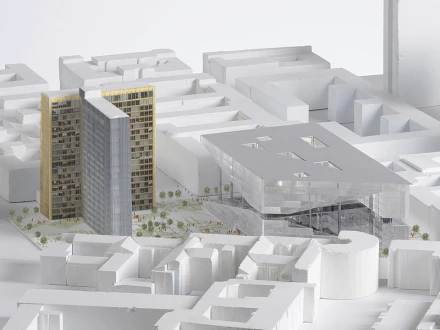 OMA's "open valley" building wins Axel Springer tender