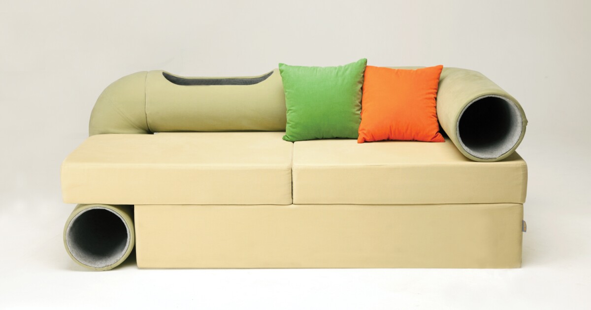 Cat Tunnel Sofa features a built-in playground for your cat